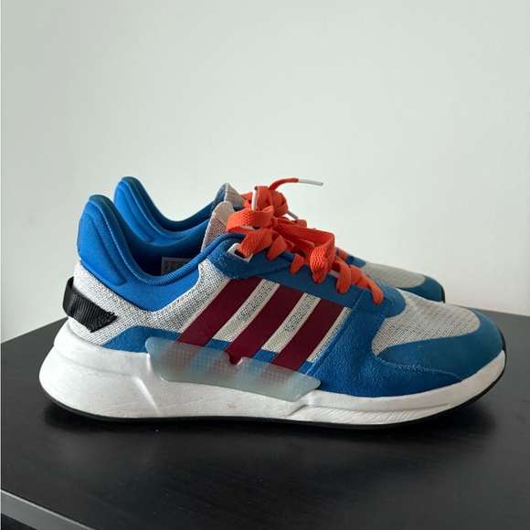 adidas | Shoes | Adidas Blue And Red Sneakers With Signature Stripes ...